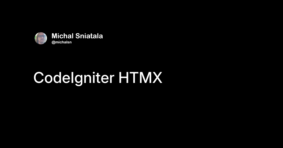 CodeIgniter HTMX | michalsn